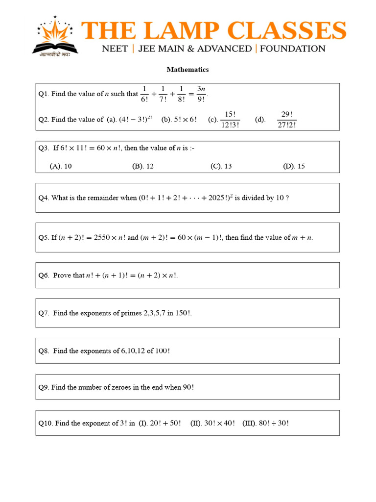 Advanced Mathematics Problem Set | PDF