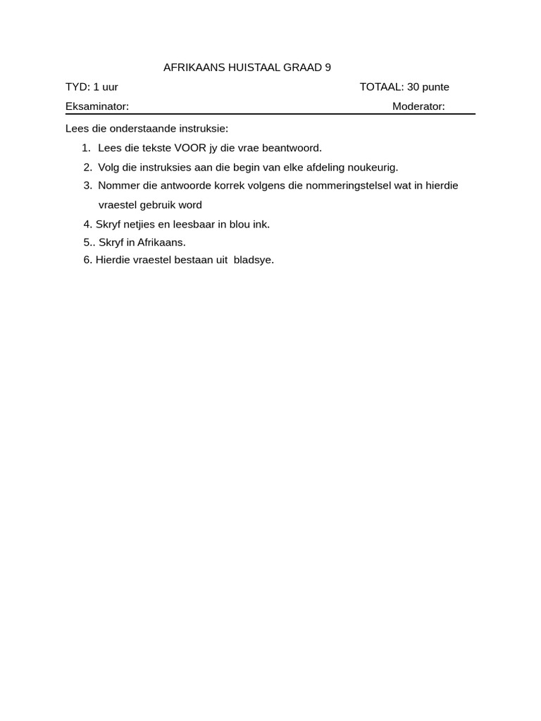 Templaat Vir Grondlynassessering Vir 2026 | PDF