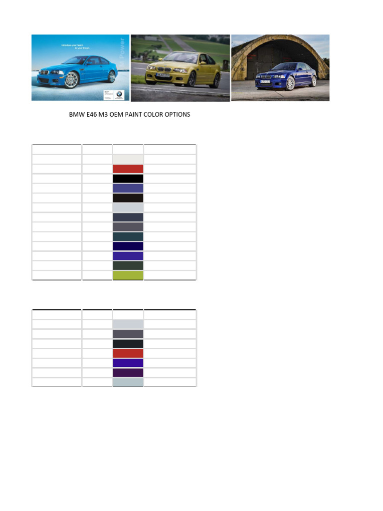 E46 M3 OEM Paint Colors (2000-2006) | PDF