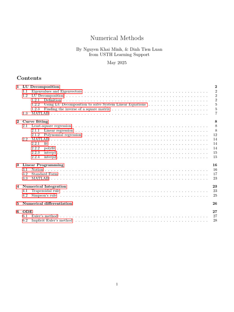 [Numerical Methods] Summary Chapter 5-9 | PDF | Eigenvalues And ...