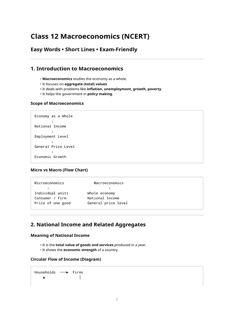 Class 12 Macroeconomics Study Guide | PDF | Macroeconomics | Measures ...