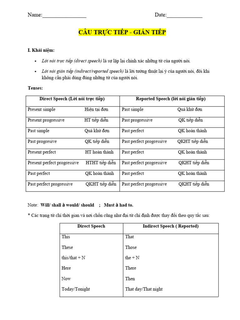 câu gián tiếp | PDF | Linguistics | Language Mechanics