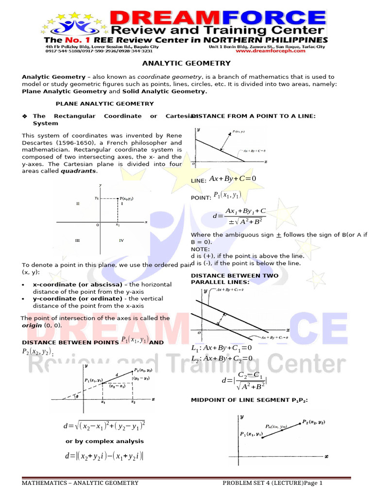 Analytic Geometry Concepts Explained | PDF | Line (Geometry ...