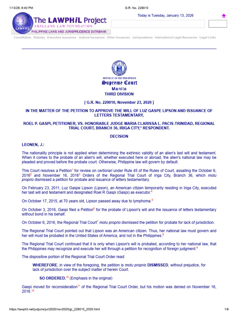 4) in the Matter to Approve the Will of Luz Gaspe vs Hon Judge Maria ...