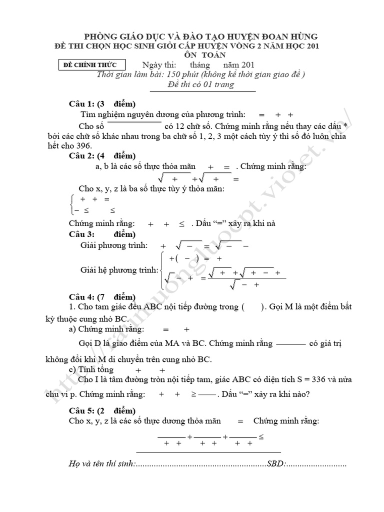 De Hsg Doan Hung Vong 2 2014 2015 | PDF