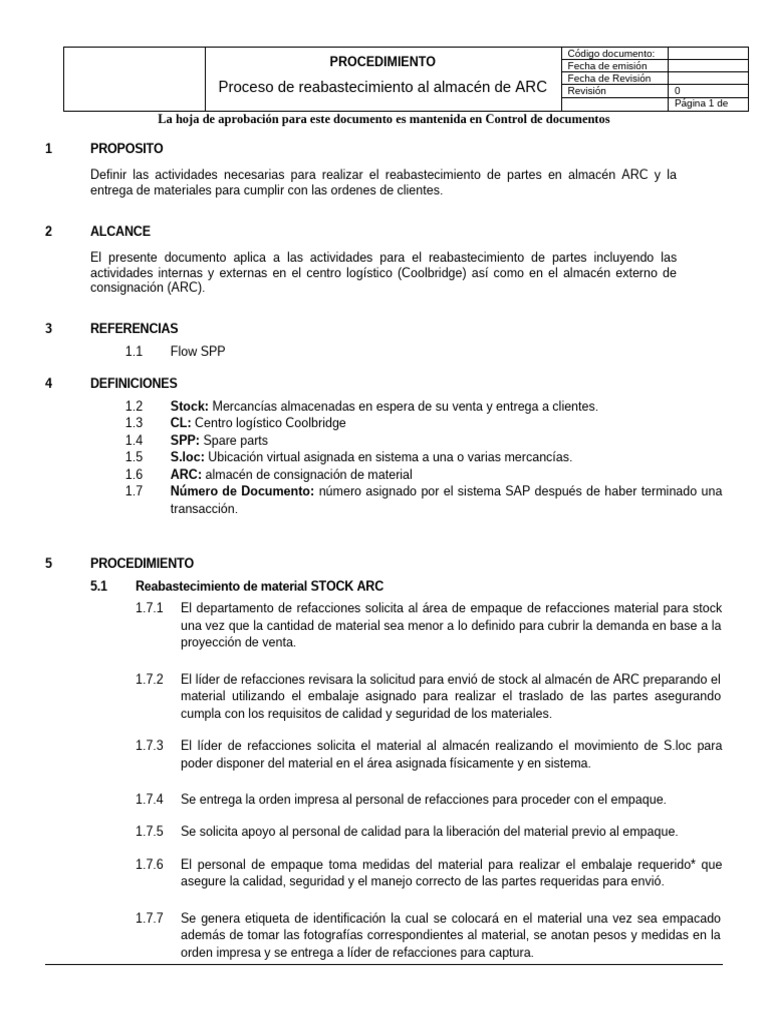 Reabastecimiento Eficiente en Almacén ARC | PDF | Logística