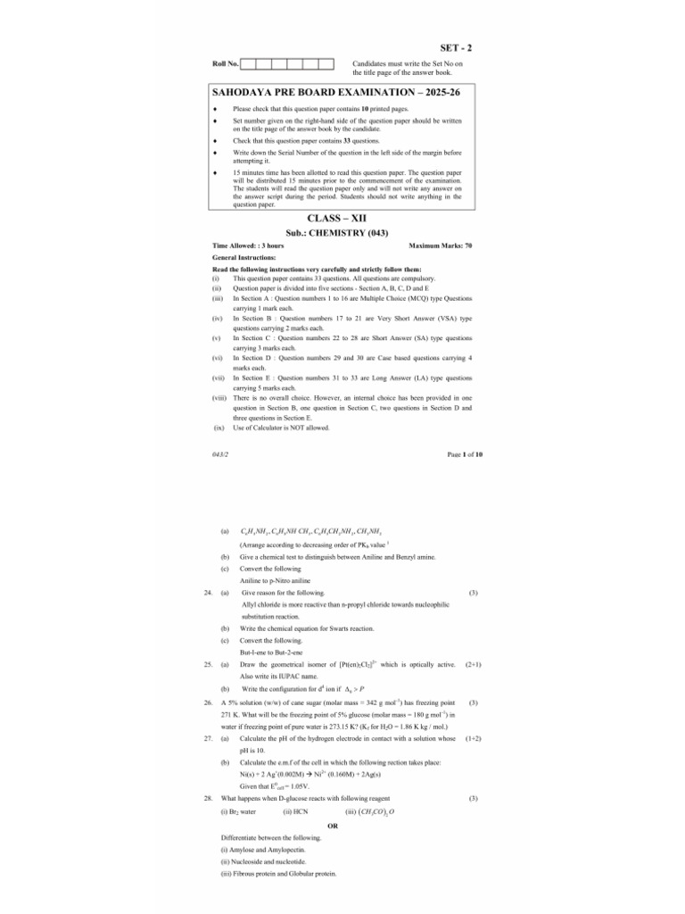 Xii Sahodaya Chemistry q.p Set-2(2) | PDF