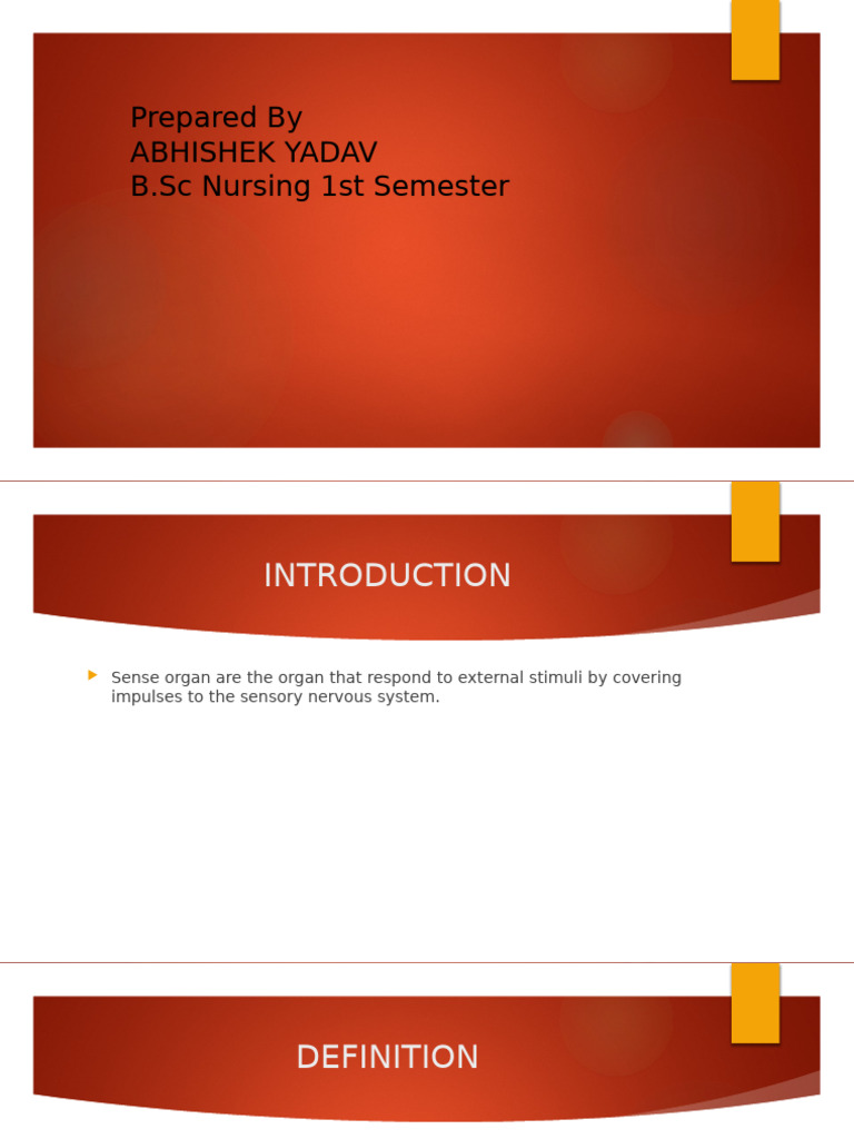 Sensory Organ By Abhishek Yadav | PDF | Ear | Skin