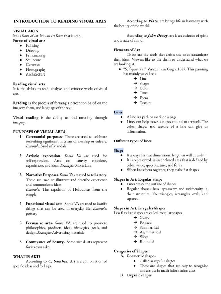 Visual arts | PDF | Composition (Visual Arts) | Shape