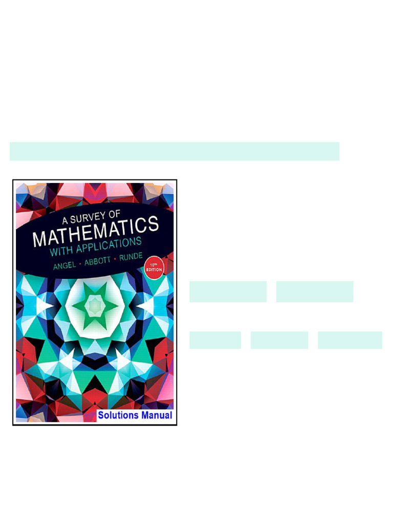 Survey of Mathematics with Applications 10th Edition Angel Solutions ...