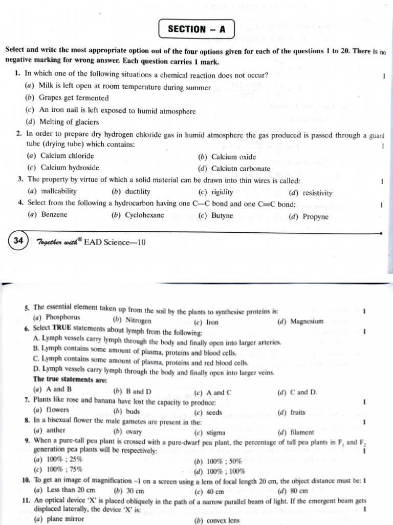 Science Sample Paper 2-1 | PDF