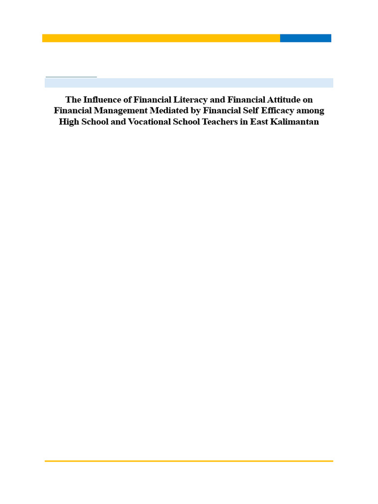 Financial Literacy's Impact on Teachers | PDF | Attitude (Psychology ...