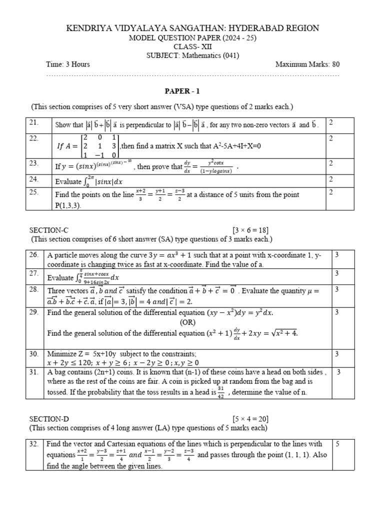 Xii Math Mqp All 10 Papers | PDF | Equations | Function (Mathematics)