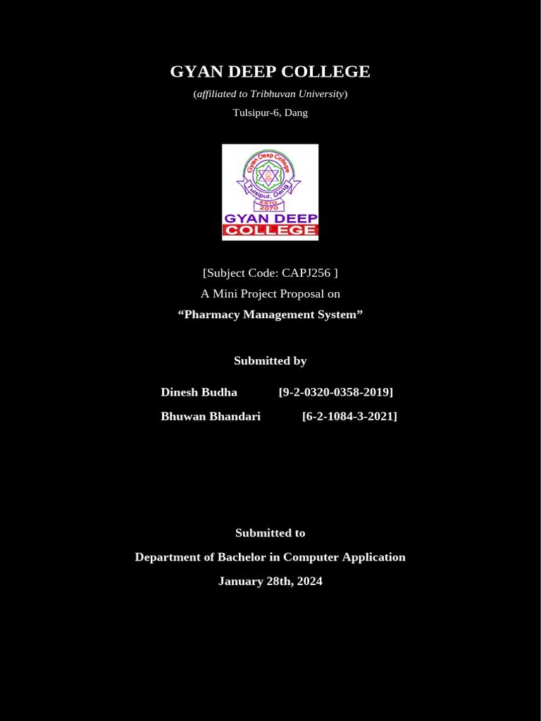 Pharmacy Management System Proposal | PDF | Inventory | Databases