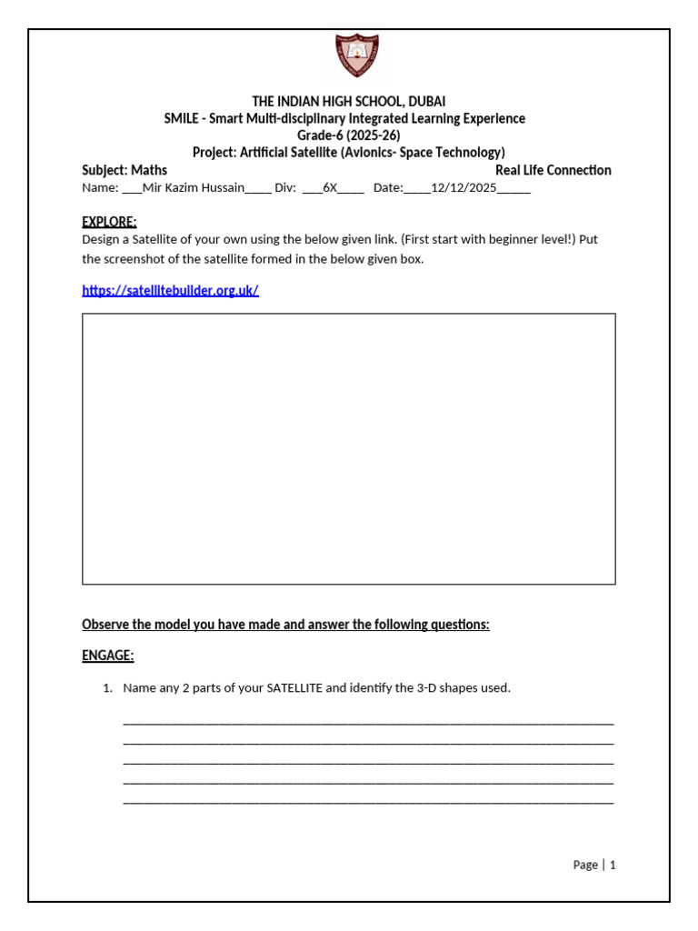 Maths Real Life Connection Avionics Worksheet-1 | PDF | Satellite ...