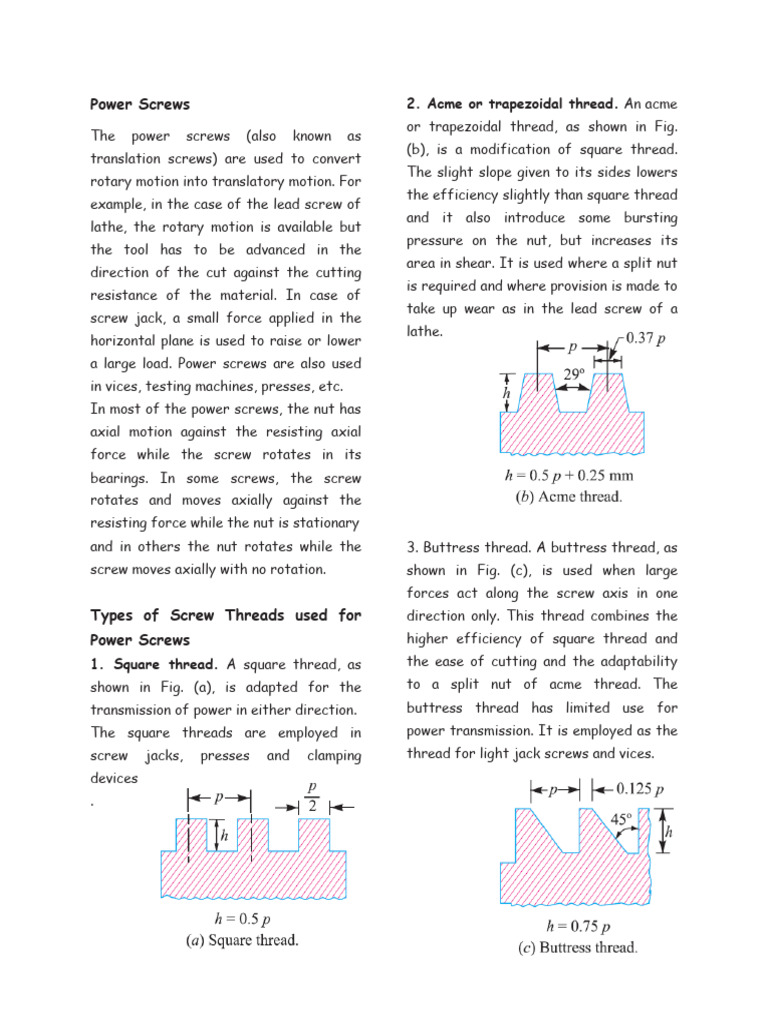 Understanding Power Screws and Their Types | PDF | Screw | Mechanical ...