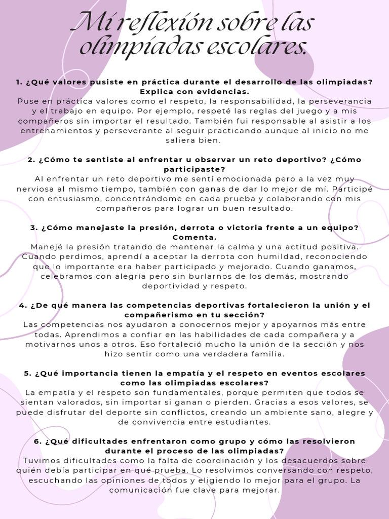 Reflexión Sobre Las Olimpiadas Escolares._20251006_112021_0000 | PDF | Psicología Social