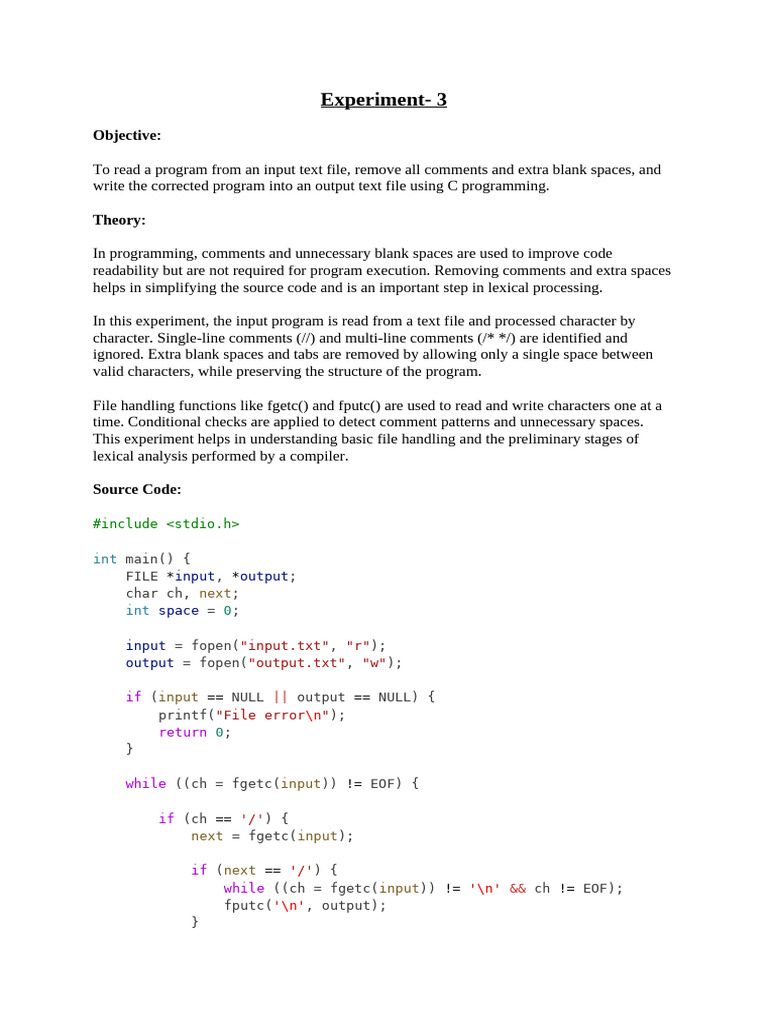 exp 3 | PDF | Control Flow | Text File