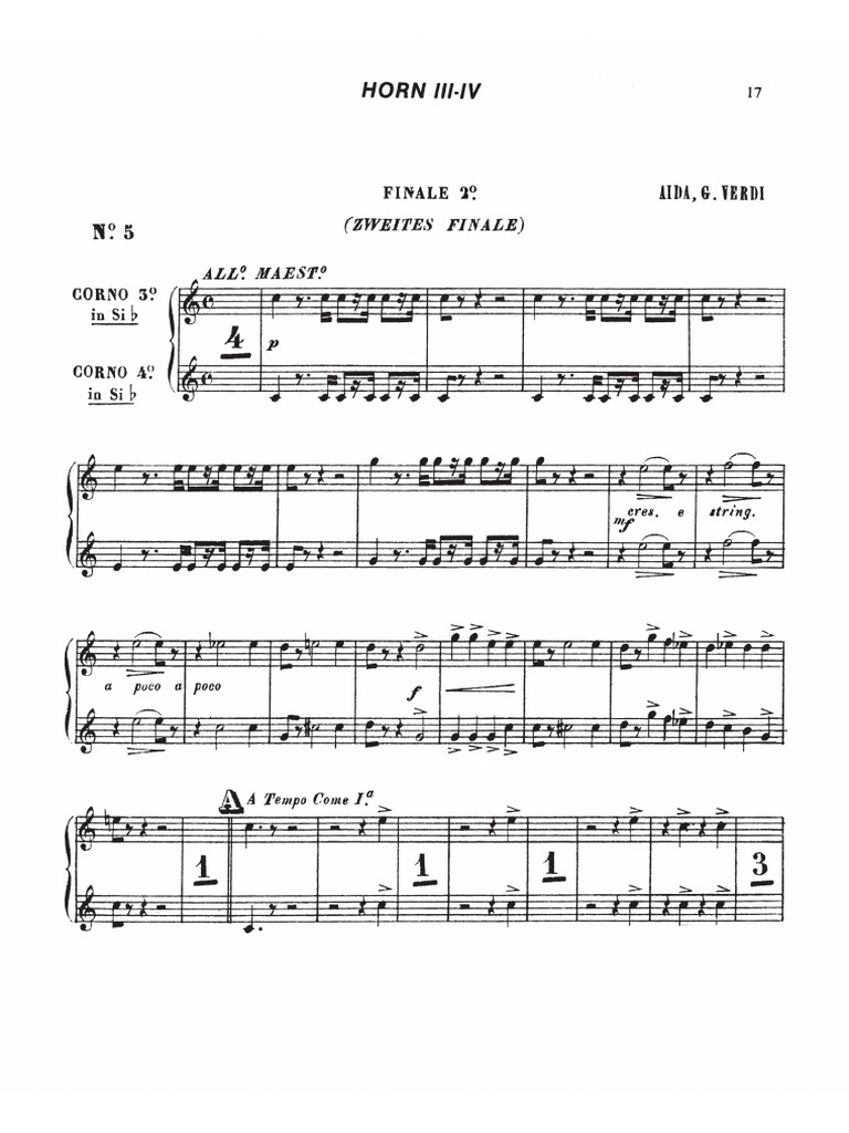 CORNO 3° 4° AIDA Marcia trionfale G.Verdi | PDF
