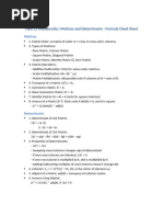Class 12 Matrices and Determinants Formulas | PDF