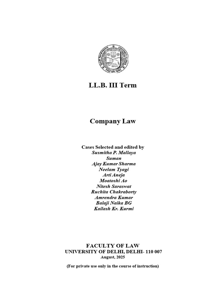 LB-303-Company Law _2025 Final_ | PDF