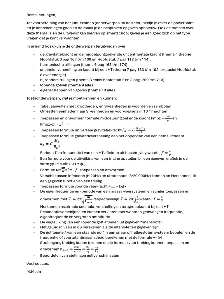 Leerstofoverzicht Juni | PDF