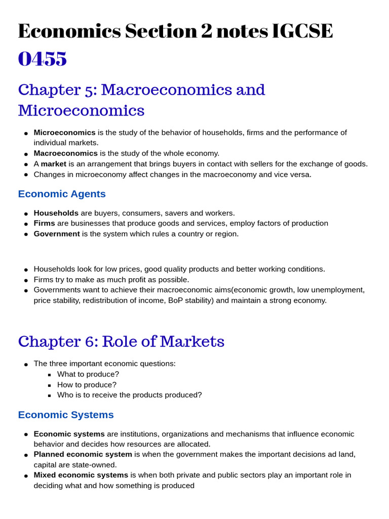 IGCSE Economics: Micro & Macro Concepts | PDF | Elasticity (Economics ...