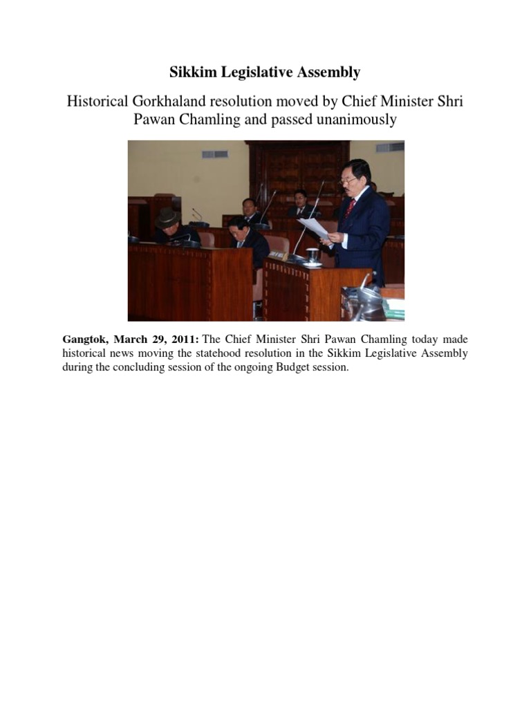 Sikkim Legislative Assembly | PDF | Public Sphere | Politics (General)