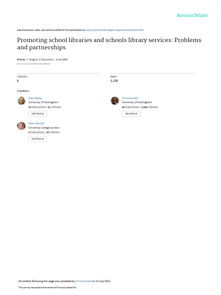 English in Ed Promoting School Libraries 2 | PDF | Teachers | Libraries