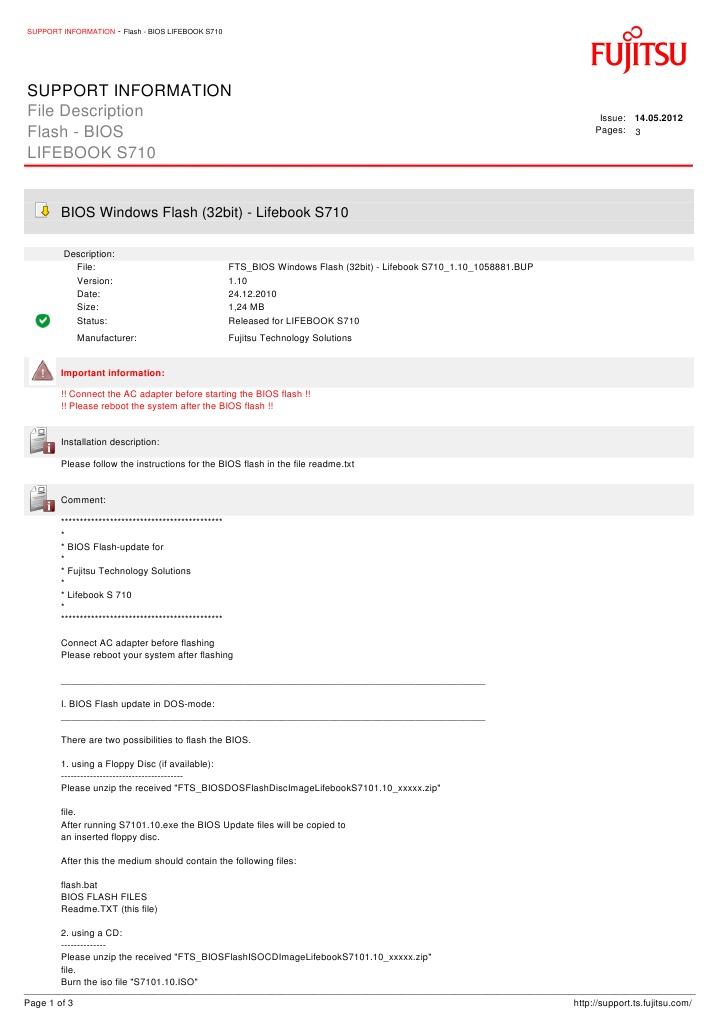FTS BIOSWindowsFlash32bitLifebookS710 110 1058881.BUP | PDF | Bios ...
