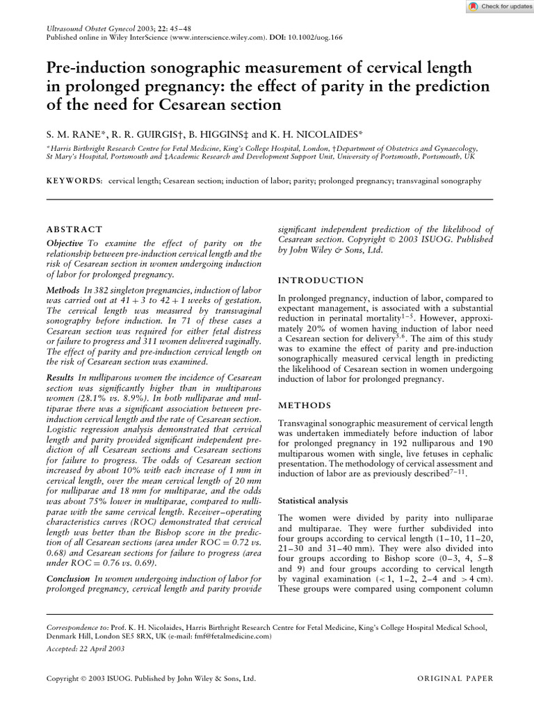 Ultrasound in Obstet Gyne - 2003 - Rane - Pre‐induction sonographic ...