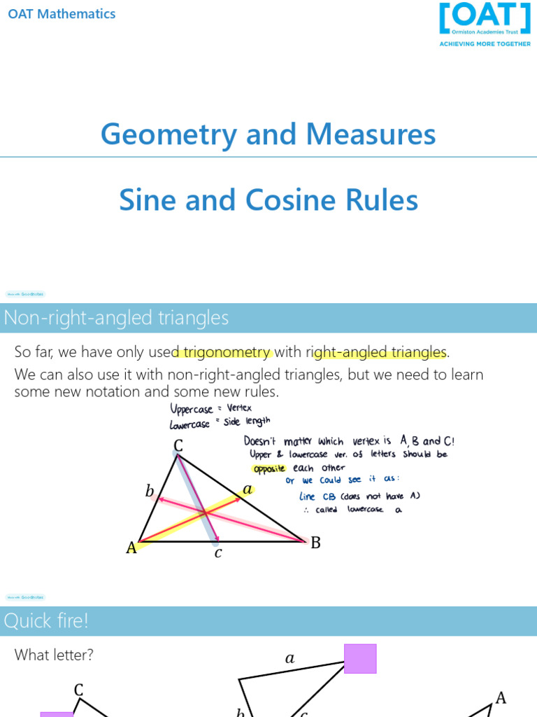 Sine and Cosine Rules for Triangles | PDF | Trigonometry ...