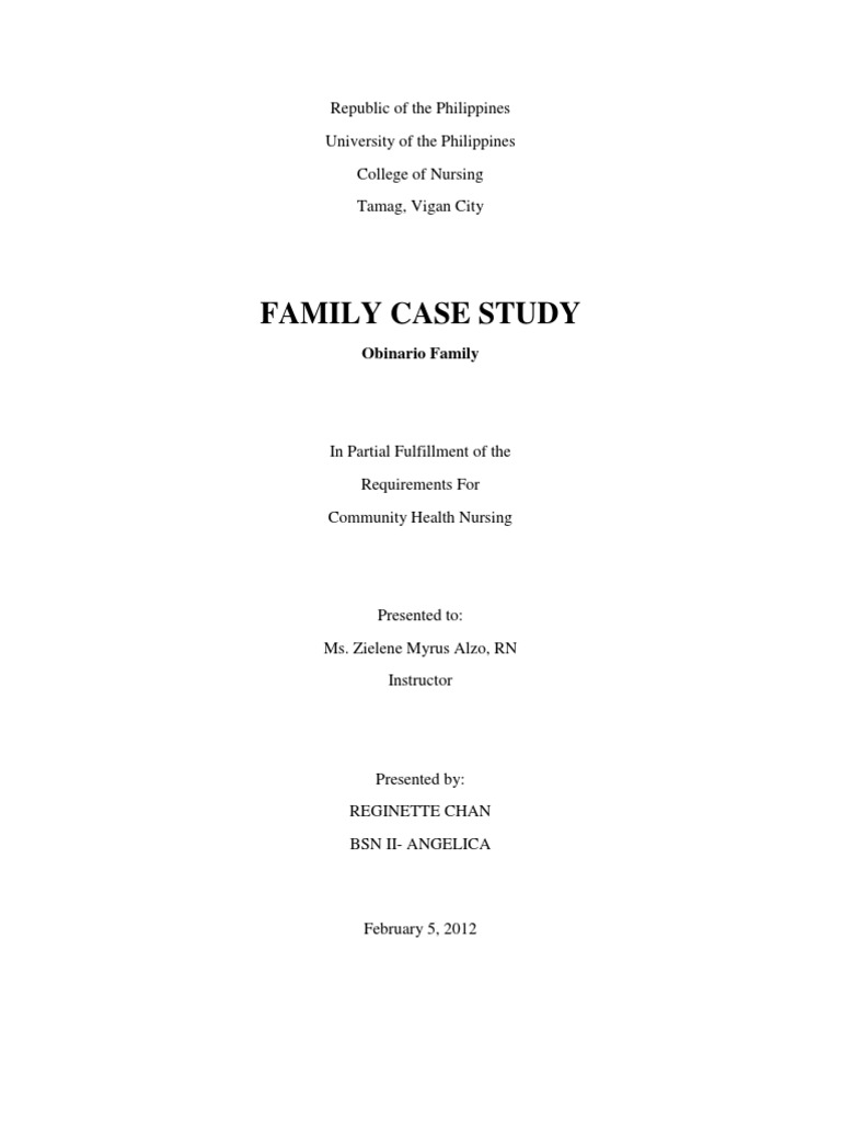 Obinario Family Case Study Analysis | PDF | Preventive Healthcare | Smoking