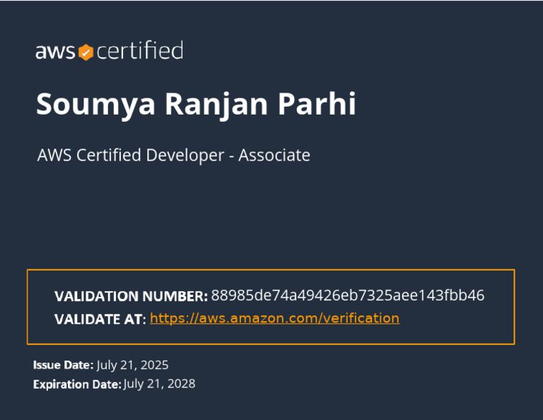 AWS Certified Developer - Associate Certificate | PDF