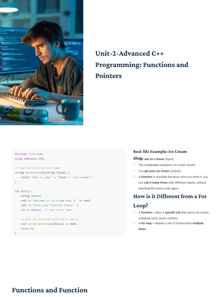 Advanced C++ Functions and Pointers Guide | PDF | Pointer (Computer Programming) | Parameter ...