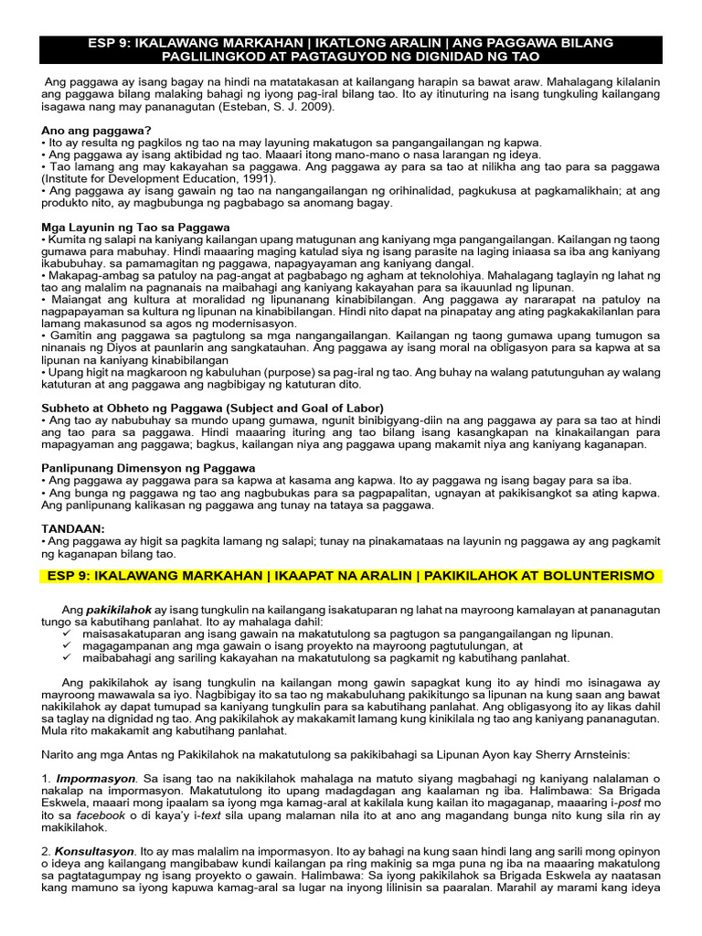 Esp 9 Modyul 7 8 Lecture (1) | PDF