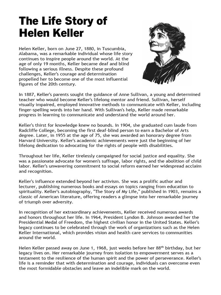 Att Comprehension Quiz Helen Keller | PDF | Helen Keller