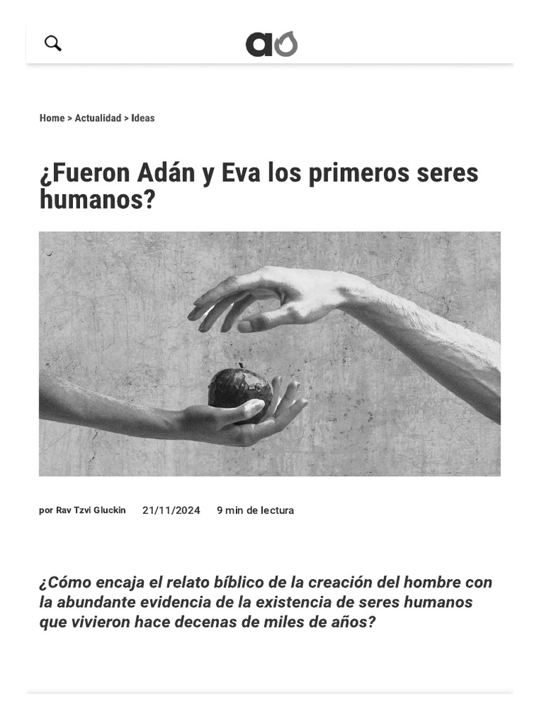 ¿Fueron Adán y Eva Los Primeros Seres Humanos | PDF