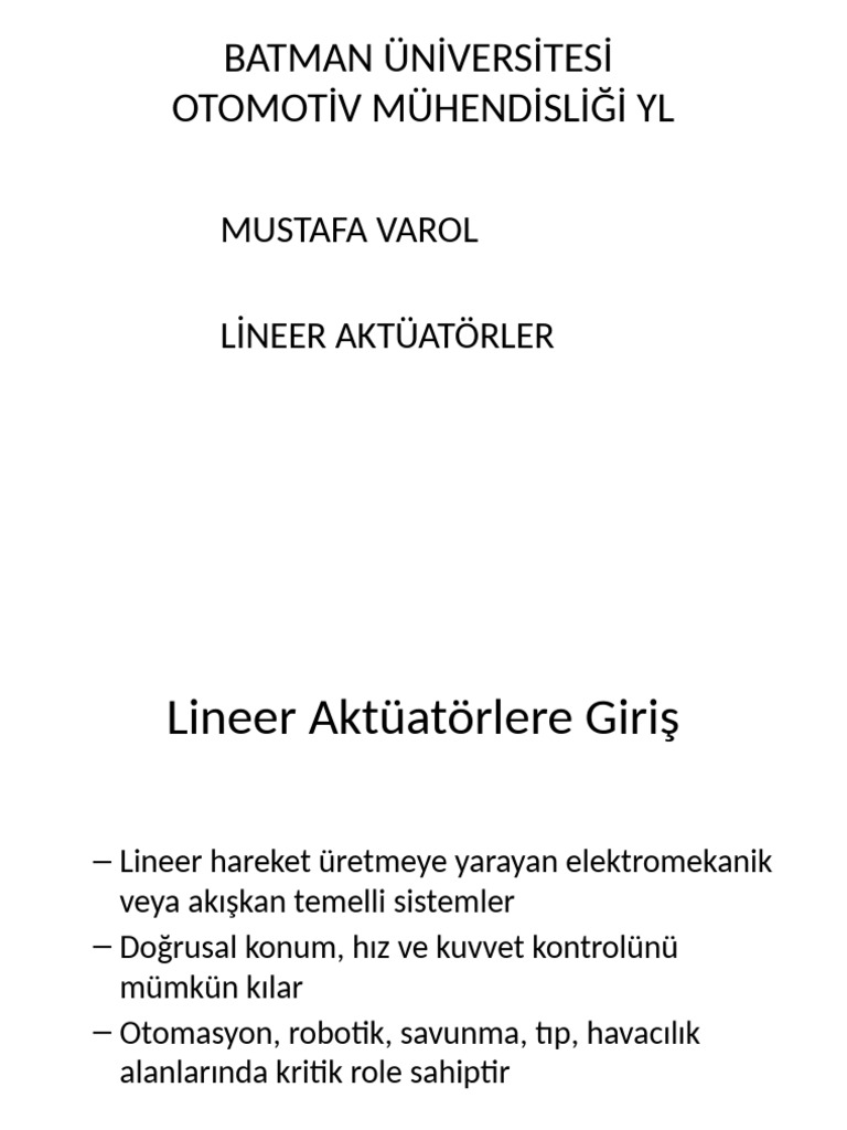 Lineer Aktuatorler Mustafa VAROL | PDF