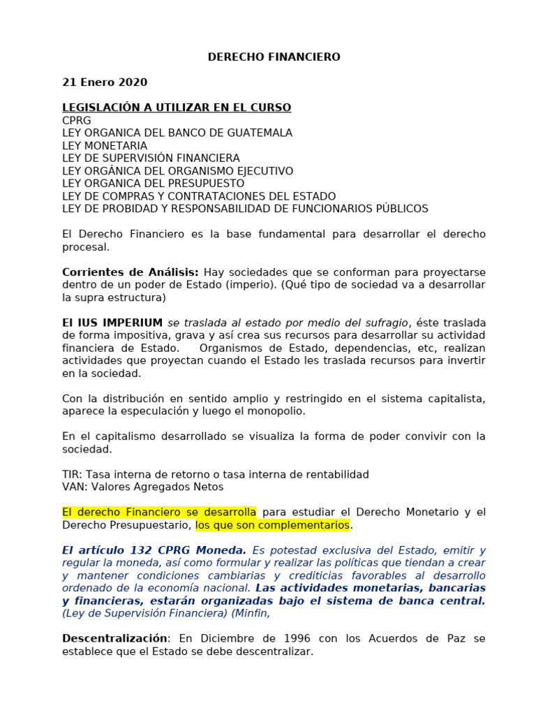 DERECHO FINANCIERO NUEVO - 25022020 | PDF | Bancos | Impuestos