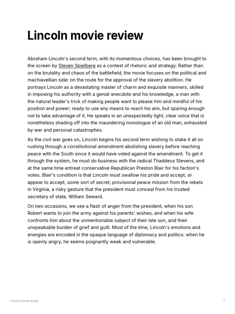 Lincoln Movie Review | PDF