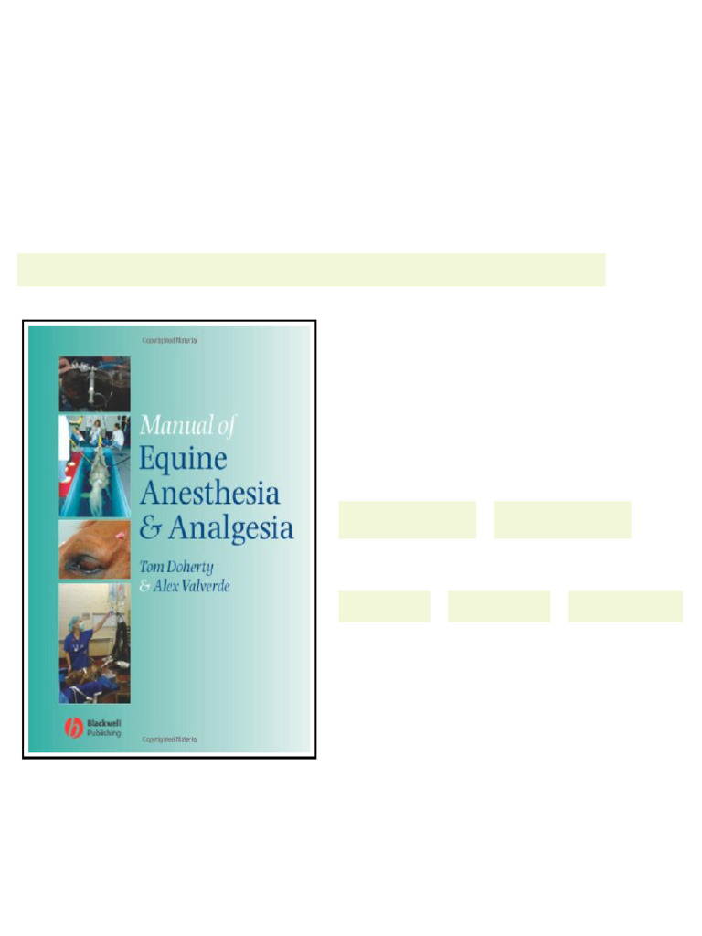(Ebook) Manual of Equine Anesthesia and Analgesia by Tom Doherty ...