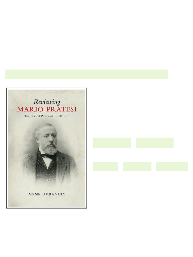 Reviewing Mario Pratesi The Critical Press And Its Influence Anne ...