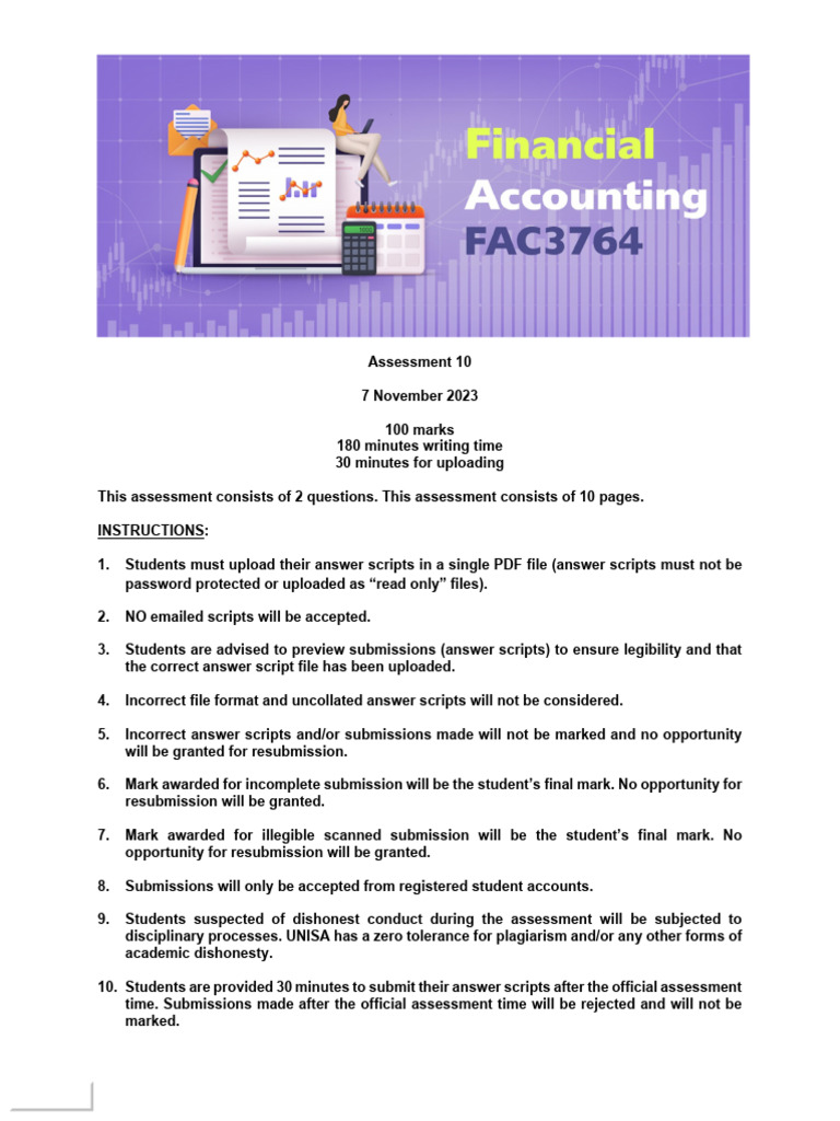 FAC3764 Assessment 10 Questions n Solutions.pdf | PDF | Deferred Tax | Fair Value