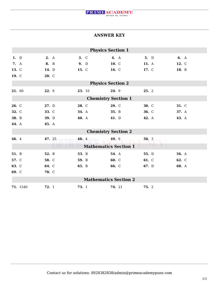 FST - 21 (Answer_key) | PDF