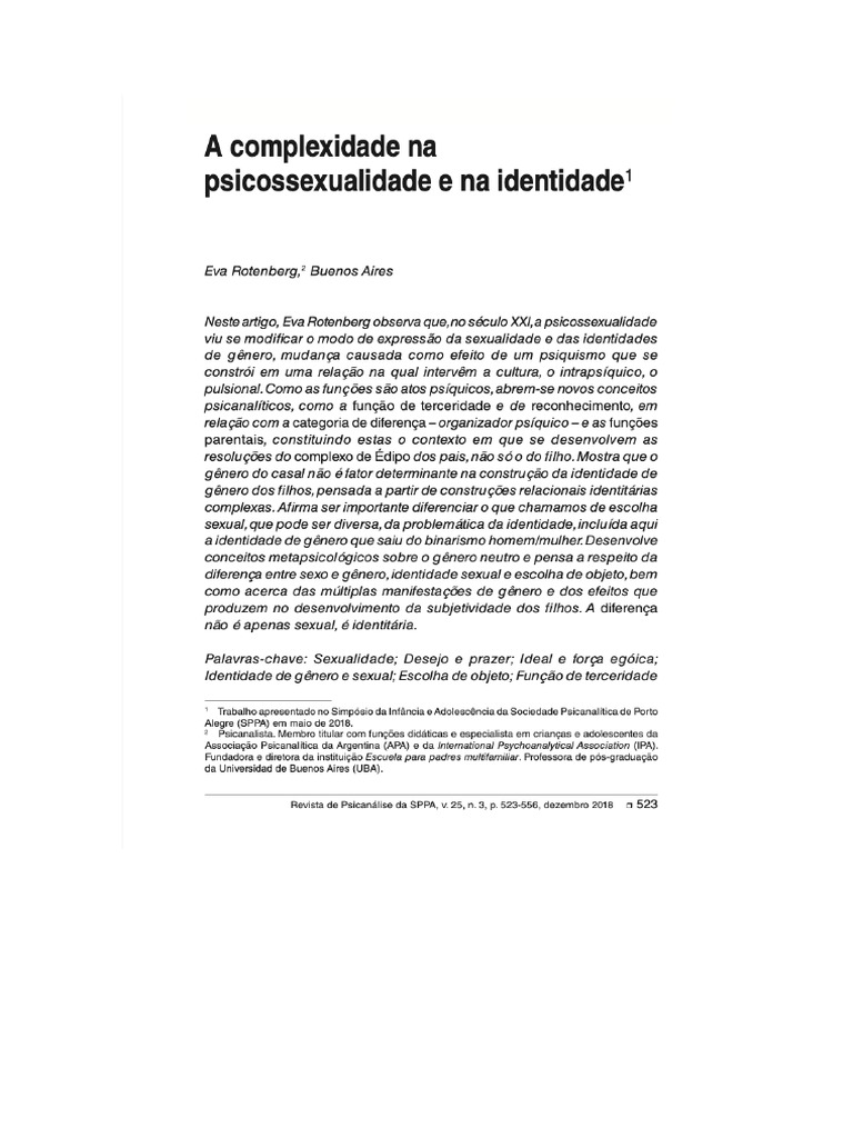 A Complexidade Na Psicossexualidade e Na Identidade | PDF