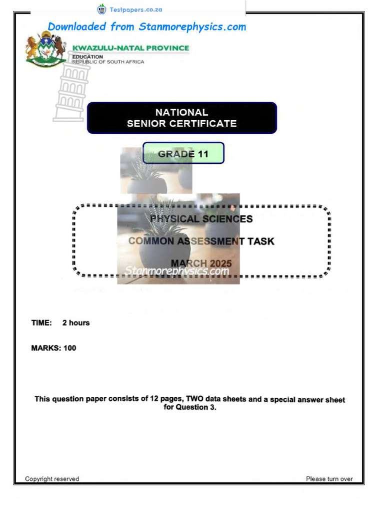 KZN Physical Sciences Grade 11 March 2025 QP and Memo | PDF