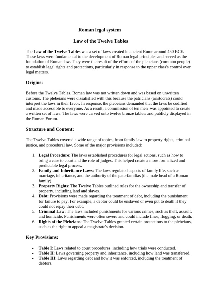 Roman Legal System Law of 12 Table | PDF | Justice | Crime & Violence