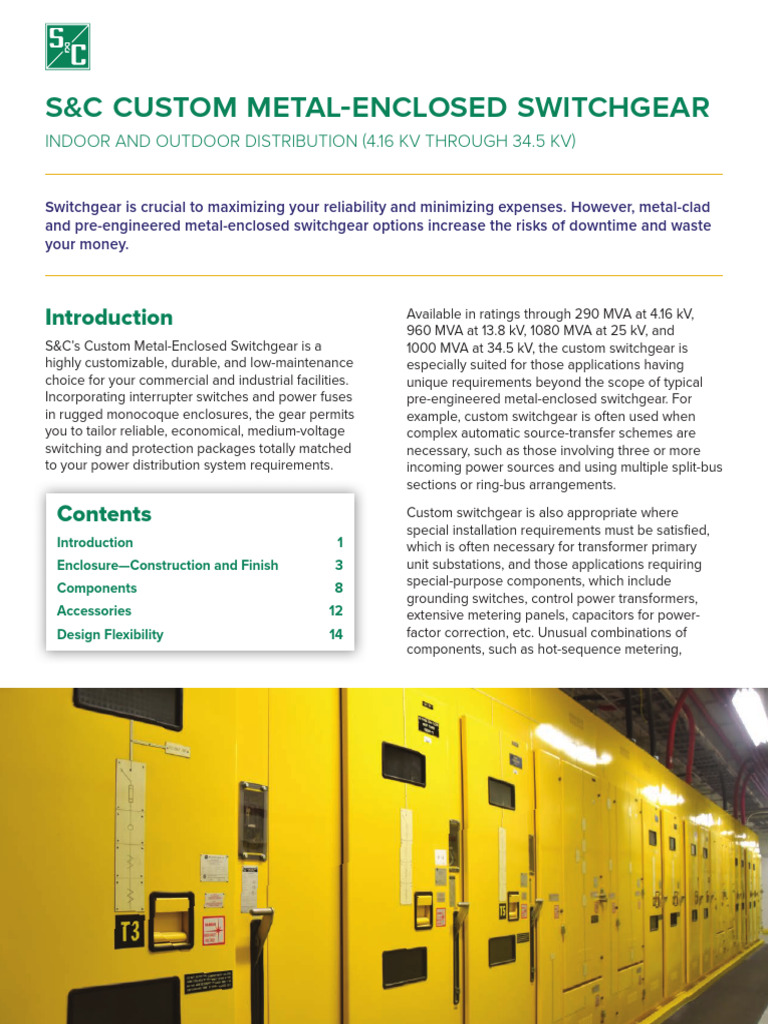 S&C Custom Metal-Enclosed Switchgear- Indoor and Outdoor Distribution (4.16 KV Through 34.5 KV ...