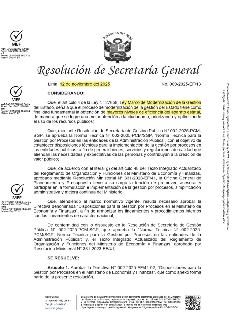 1.3.3.Directiva Mef Gxp- Rsg 069-2025-Ef13 | PDF